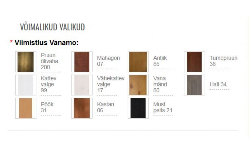 Kirjutuslaud VANAMO Erinevad peitsid