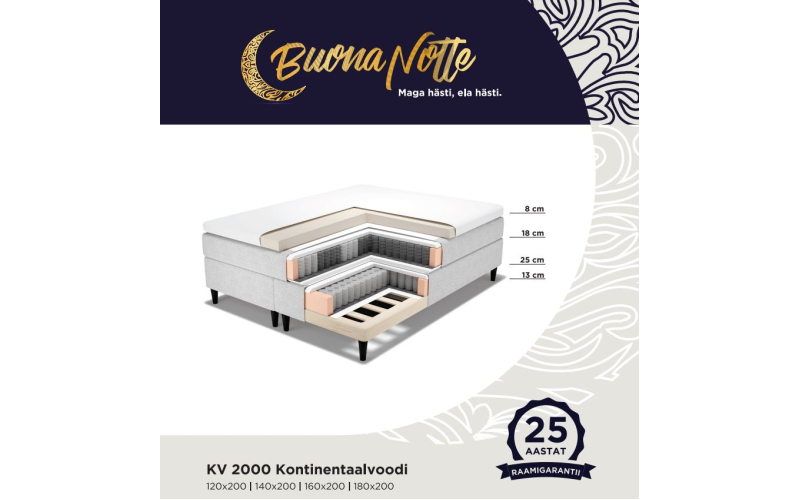 Kontinentaalvoodi KV 2000 + kattemadrats Supersoft HR42